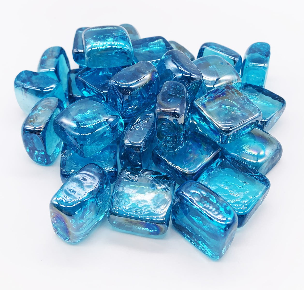 10 lbs Turquoise Blue Fire Glass Cubes - Professional Grade Fire Pit ...