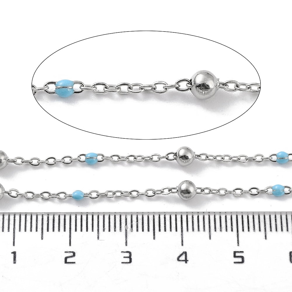 10 m 304 Stainless Steel Cable Chain with Enamel Soldered Light Sky ...