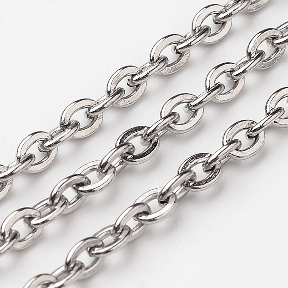 10 m 304 Stainless Steel Cable Chains Unwelded Flat Oval Stainless ...