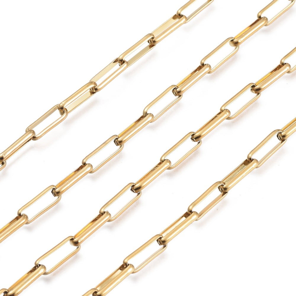 10 m 304 Stainless Steel box Chains Unwelded with Spool Golden Linkk ...