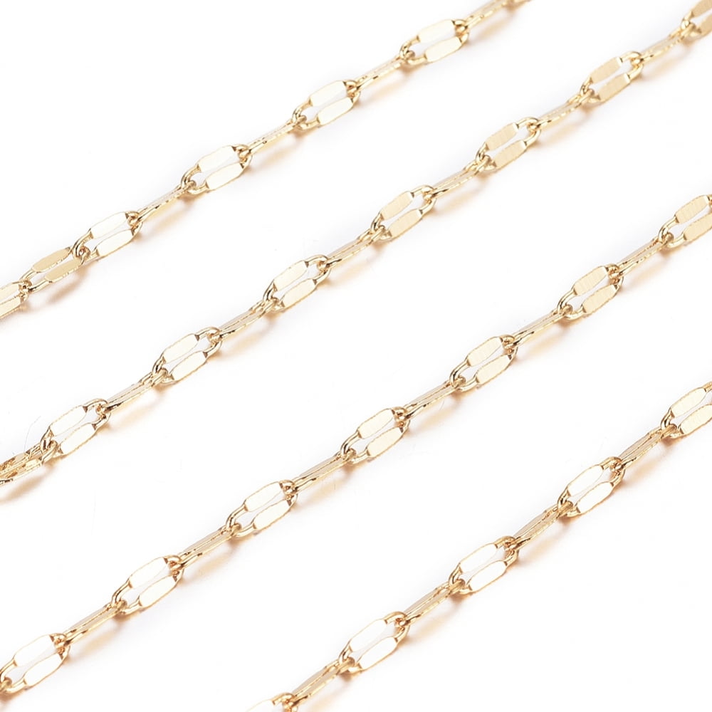 10 m Brass Dapped Chains Cable Chains with Spool Soldered Flat Oval ...