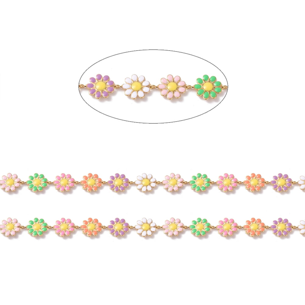 10 m Ion Plating(IP) 304 Stainless Steel Daisy Flower Link Chains with ...