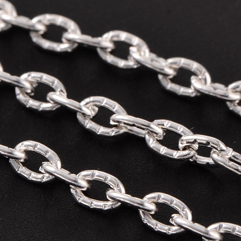 10 m Iron Cable Chains Textured Unwelded with Spool Oval Silver color ...