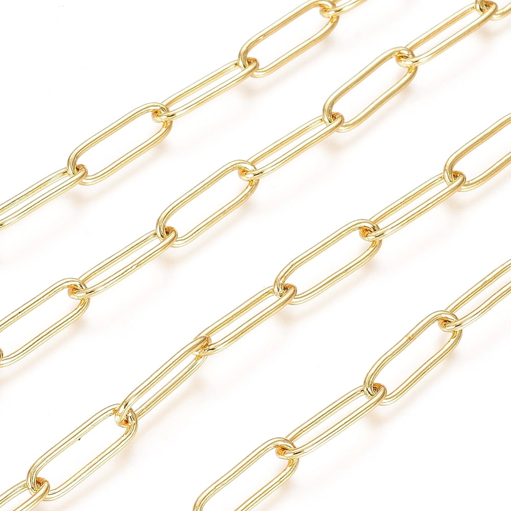10 m Soldered Brass Paperclip Chains Drawn Elongated Cable Chains Long ...