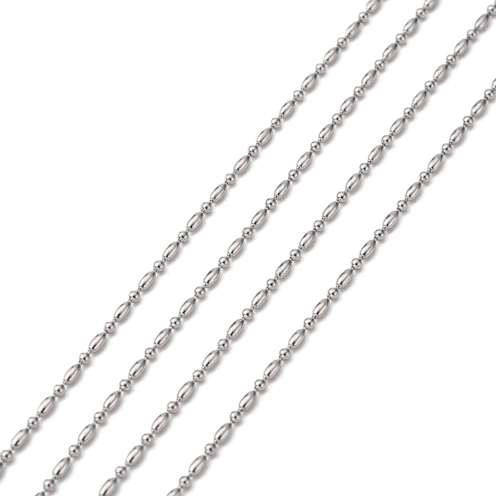 10 m Tarnish Resistant 304 Stainless Steel Ball Chains 1:1 Rice and ...