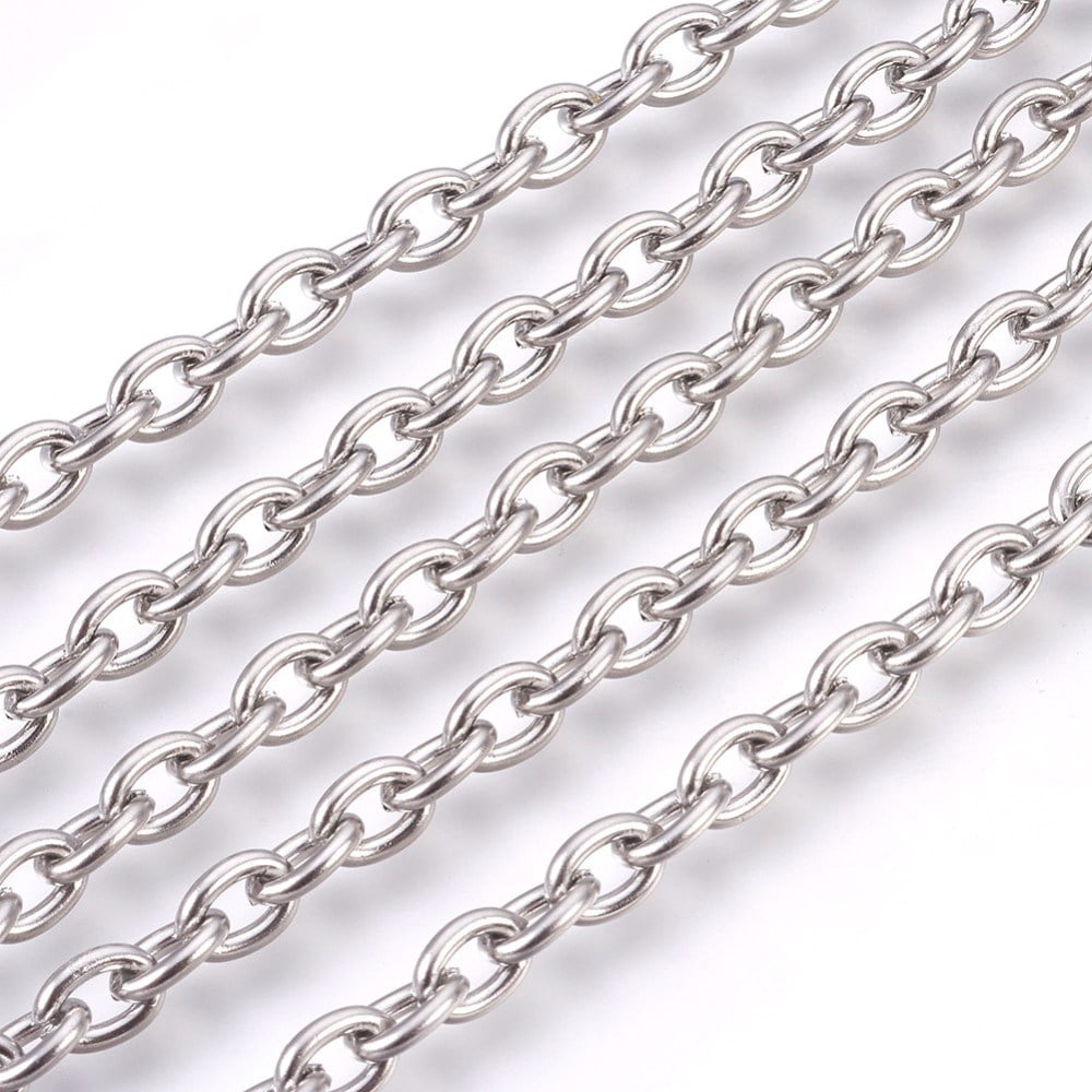 10 m Tarnish Resistant 304 Stainless Steel Cable Chains Unwelded Oval ...