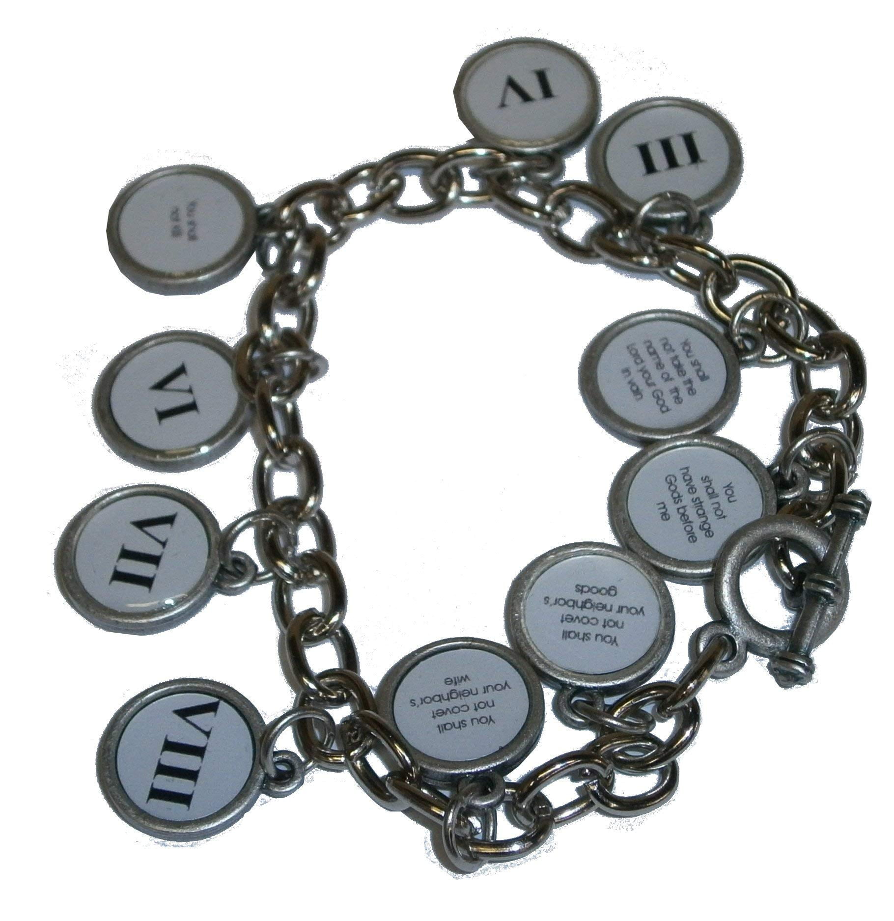 10 medals Bracelet showing Commandments - Silver ( 7cm or 2.8 inch in ...
