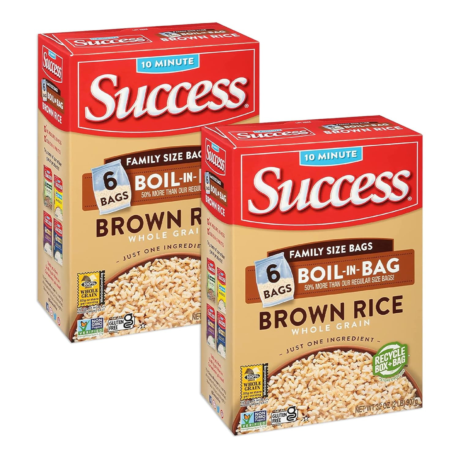 10 minute Precooked Boil-in-Bag Whole Grain Brown Rice Pack (6 Extra ...