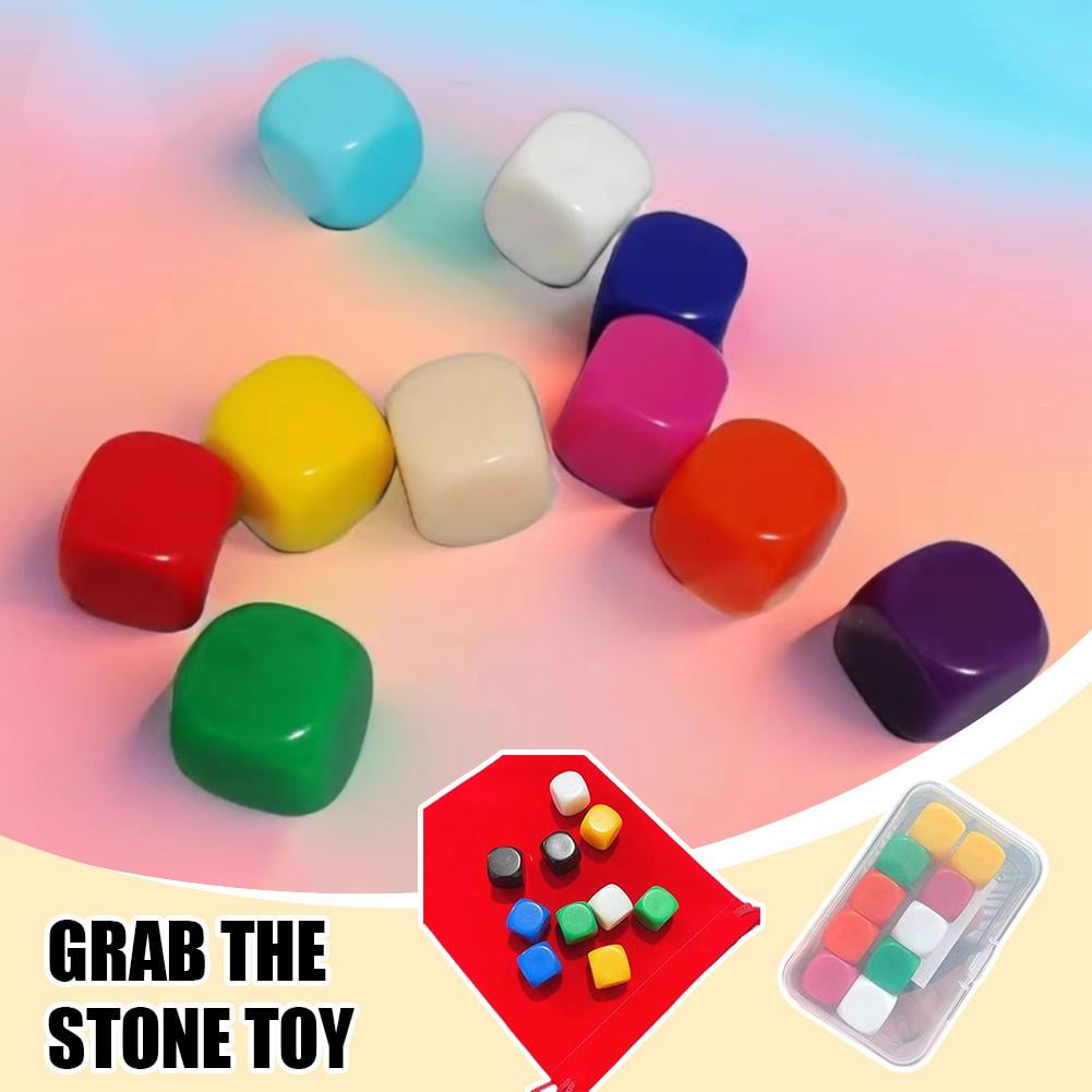 10 mixed color dice + storage bag stone grabbing toys 80s nostalgic ...