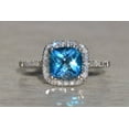 10 mm Cushion Cut Sky Blue Topaz Ring, Silver Halo Engagement Ring ...