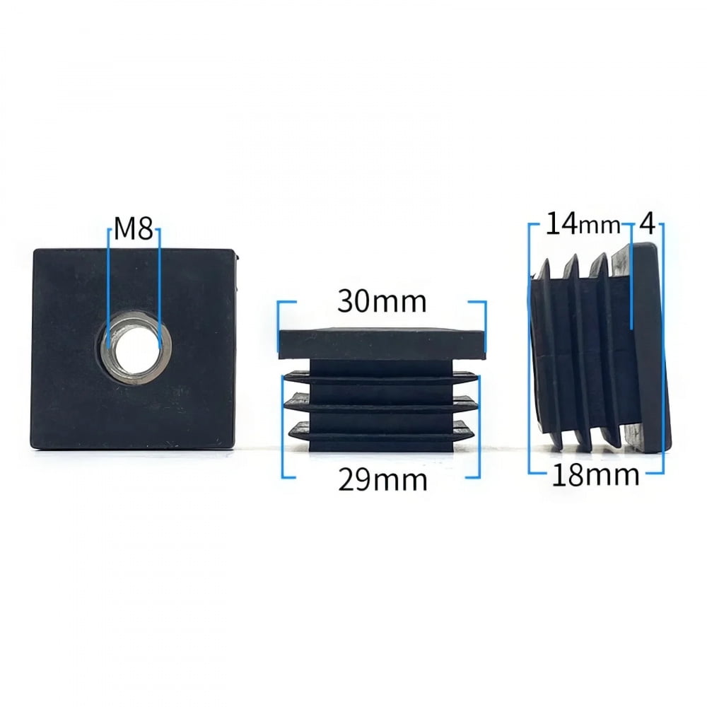 10 or 5pcs M5 M6 M8 Plastic Square Pipe Plugs with Nut Hole Blanking ...