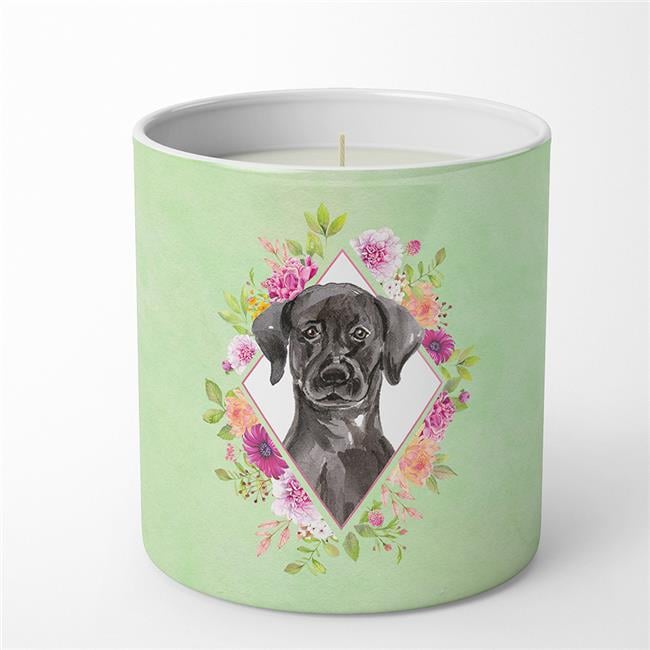 10 oz Black Labrador Green Flowers Decorative Soy Candle - Walmart.com