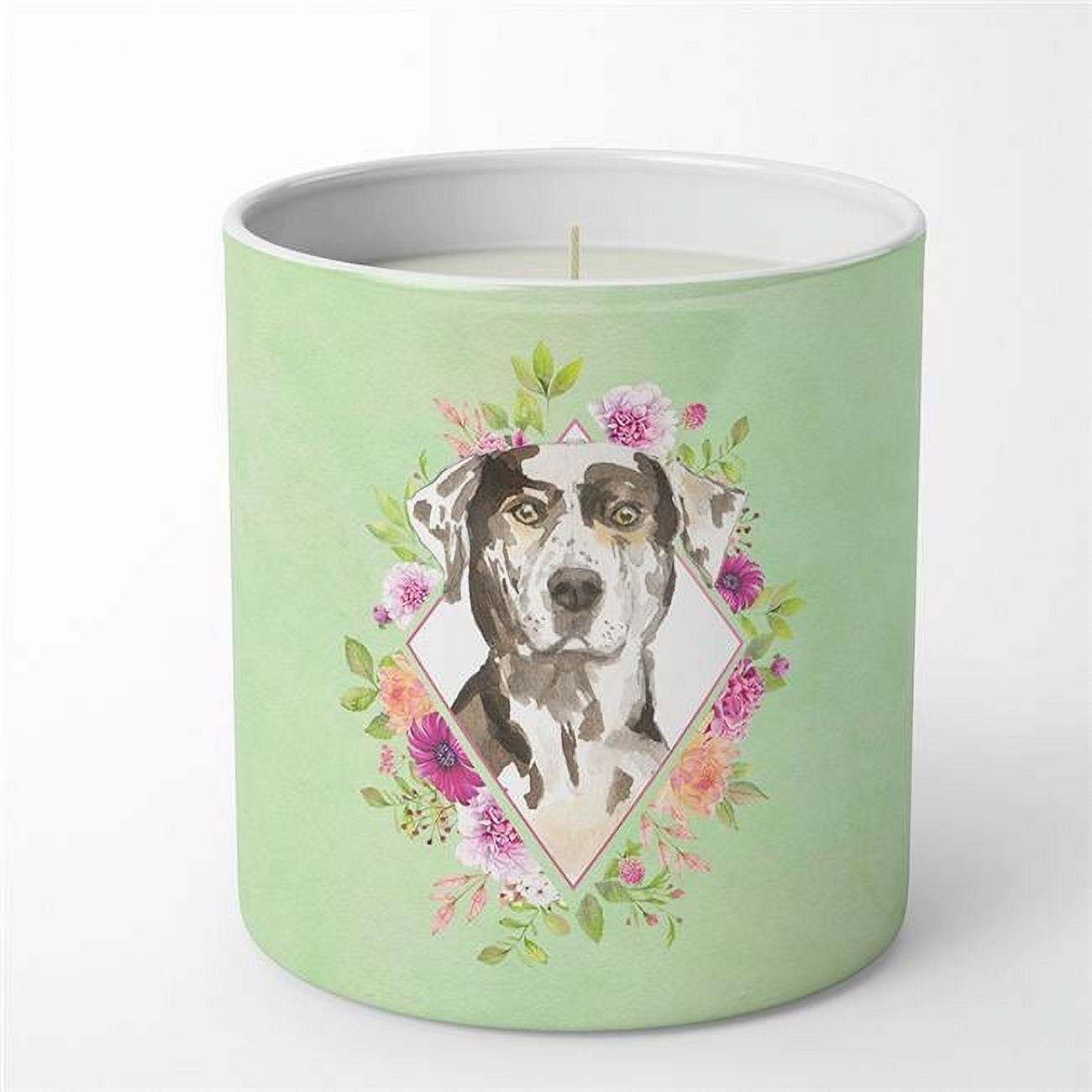 10 oz Catahoula Leopard Dog Green Flowers Decorative Soy Candle ...