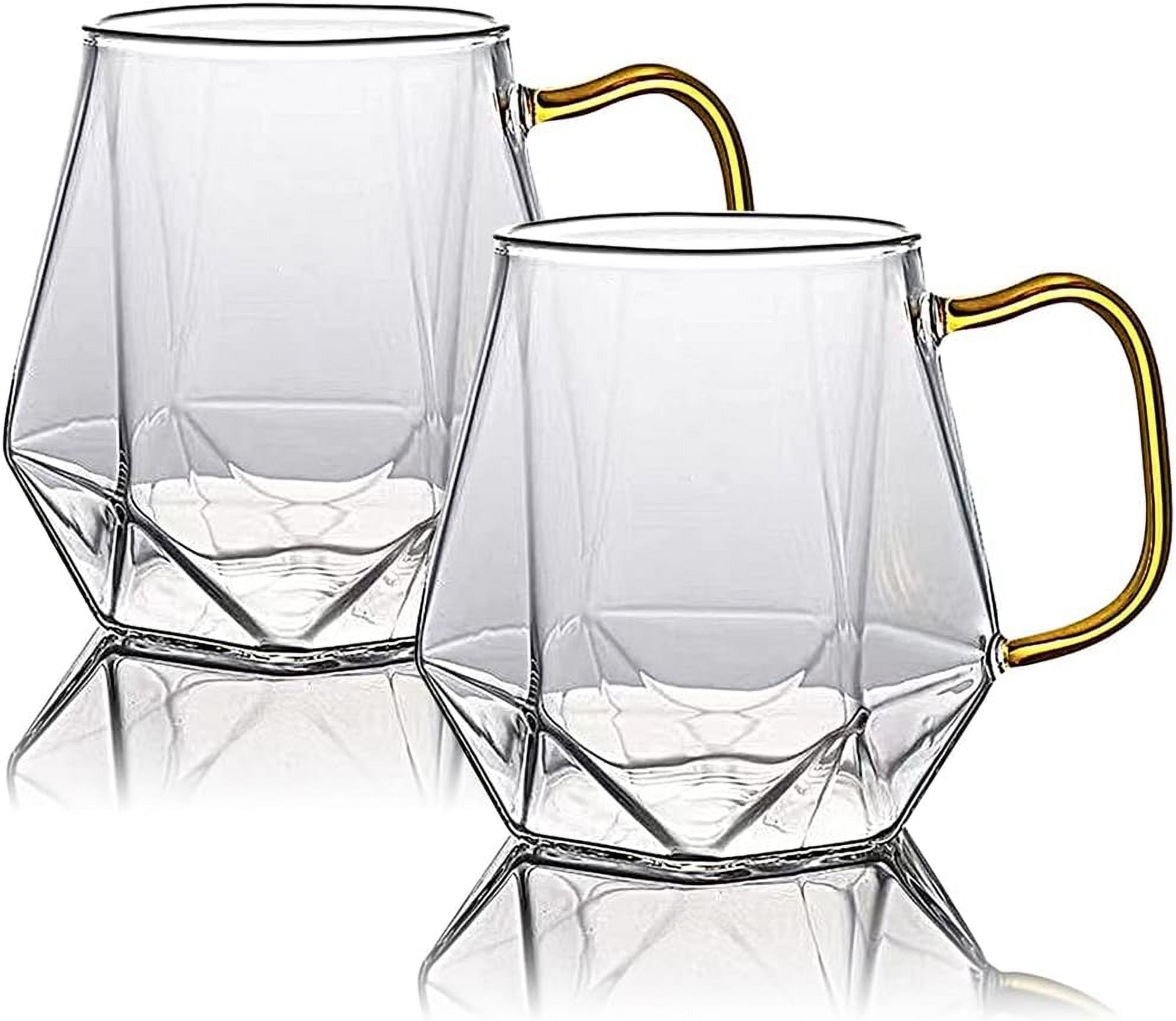 10 oz Clear Glass Espresso Cups Set of 2 Coffee Cups with Handle ...