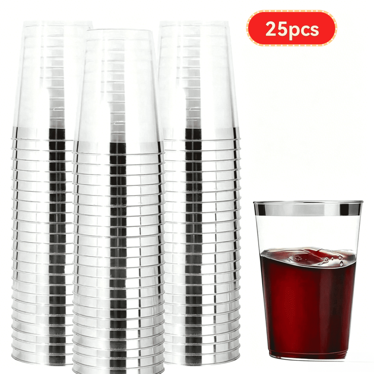 10 oz Clear Plastic Cups, 25-Pack for Parties Events Daily Cold Drinks ...