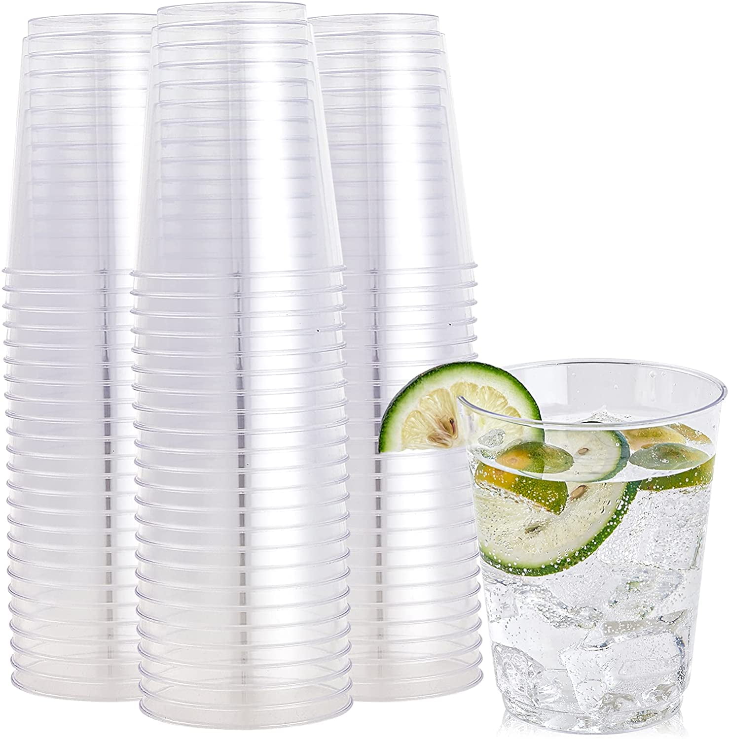 10 oz Clear Plastic Cups, Disposable Heavy Duty Hard Plastic Cups ...