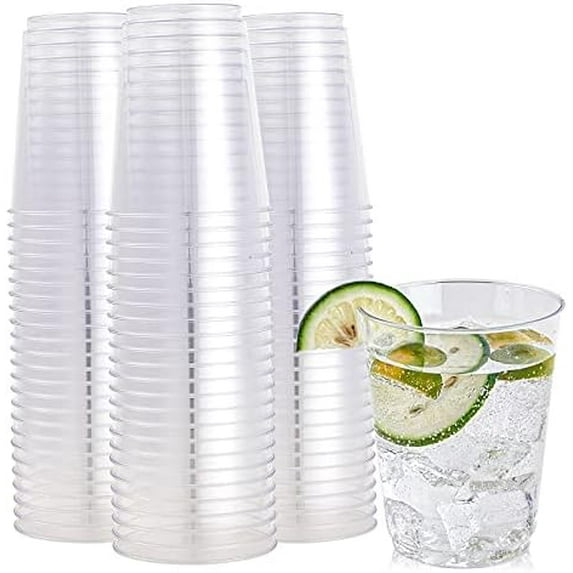 10 oz Clear Plastic Cups, Disposable Heavy Duty Hard Plastic Cups ...