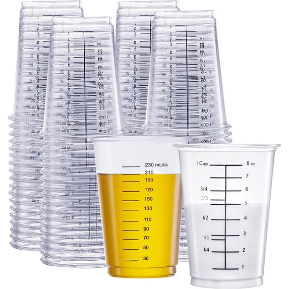 10 oz Clear Plastic Measuring Cups [25 Count] Disposable Multipurpose ...