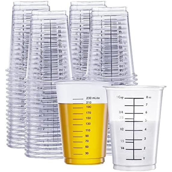 10 oz Clear Plastic Measuring Cups [50 Count] Disposable Multipurpose ...