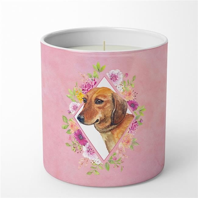 10 oz Dachshund Red No.1 Pink Flowers Decorative Soy Candle - Walmart.com