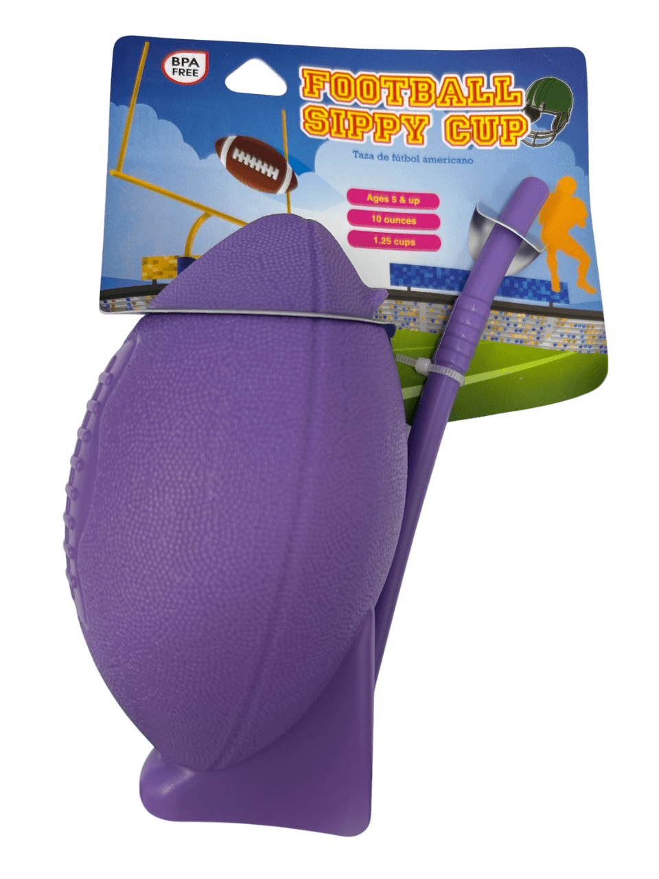 10 oz Football Shaped Sippy Cup, Assorted Colors, Spill Resistant Straw ...