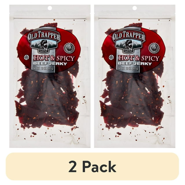 (2 pack) Old Trapper Hot Beef Jerky 10oz Resealable Bag - Walmart.com