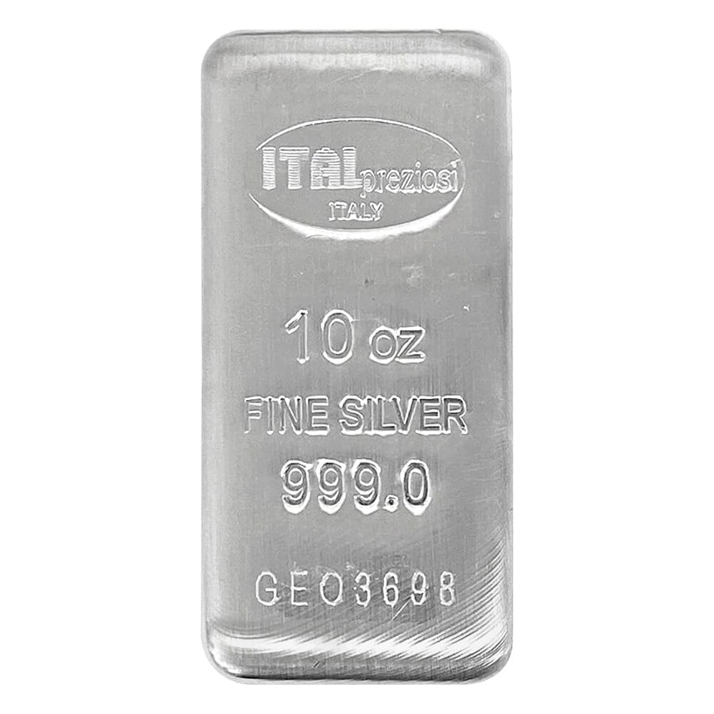 Italpreziosi 10 oz .999 Fine Silver Cast Bar, Serialized, Perfect for ...