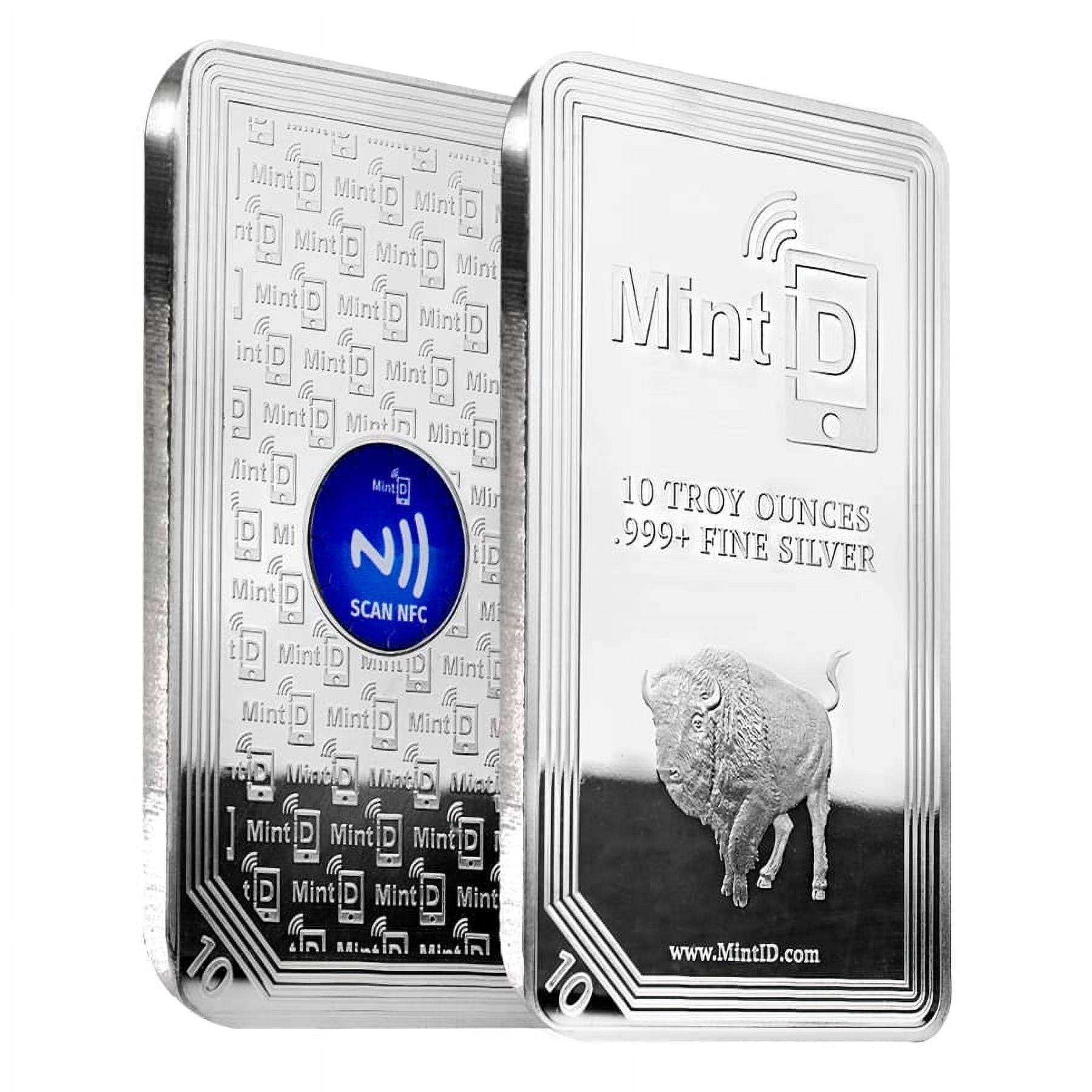 MintID 10 oz Buffalo Silver Bar, .999+ Fine, NFC Encryption for ...