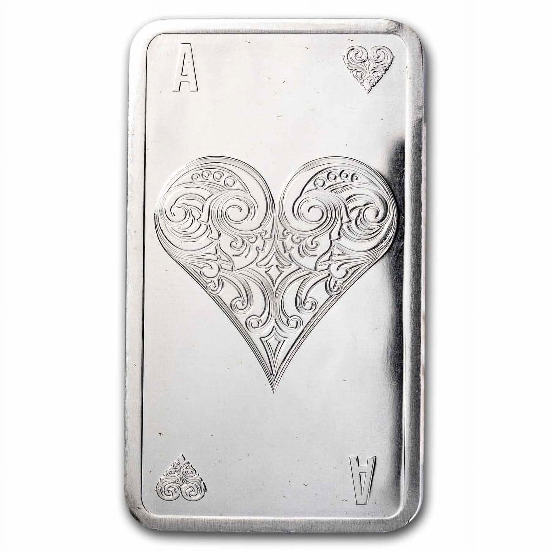 10 oz Ace Series Silver Bar - Ace of Hearts, .999 Fine Silver with ...