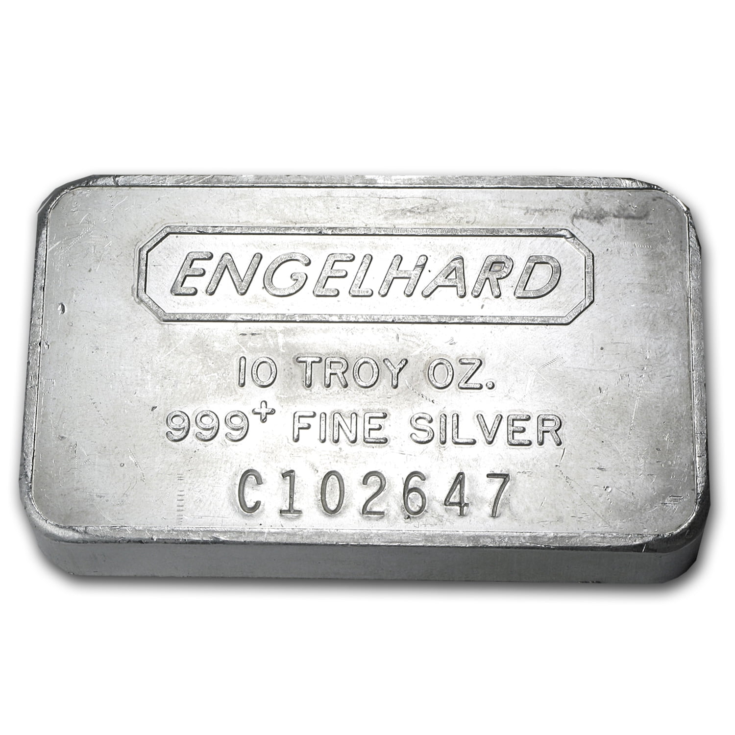 10 oz Silver Bar - Engelhard (Struck, Frosted Back, "C" Prefix ...