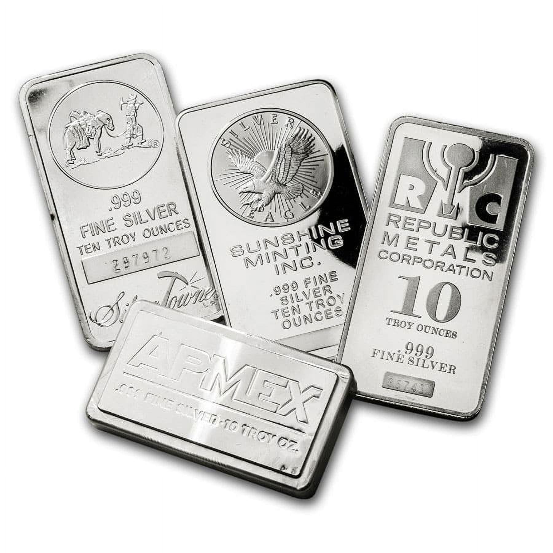 10 oz .999 Fine Silver Bar - Secondary Market, Assorted Brands ...