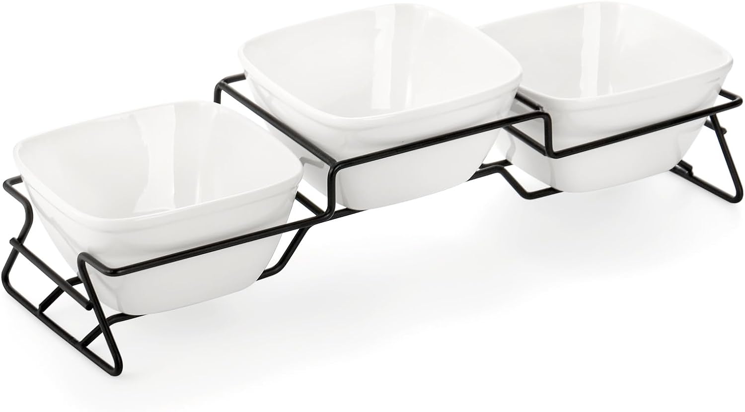 10 oz Square Bowl Chip & Dip Serving Set, Pocelain Ramekin Bowls with ...