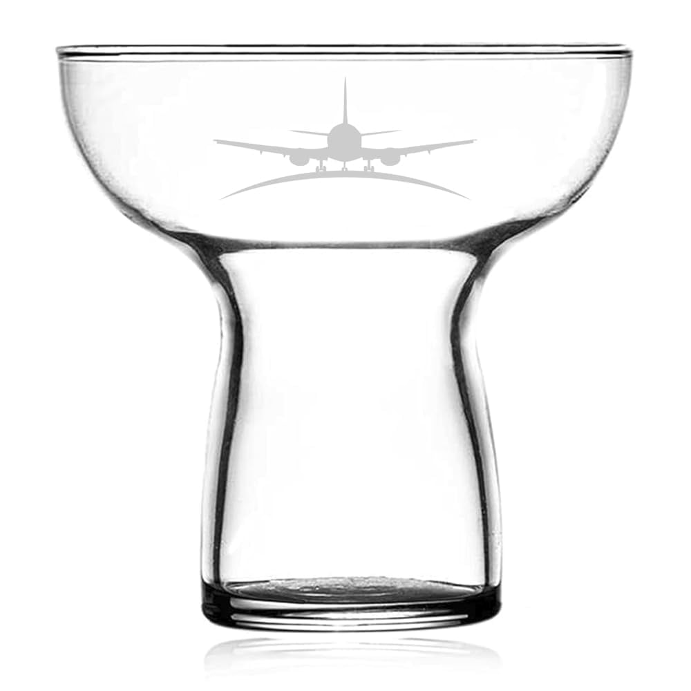 10 oz Stemless Margarita Cocktail Glass Gift Airplane Pilot Flight ...