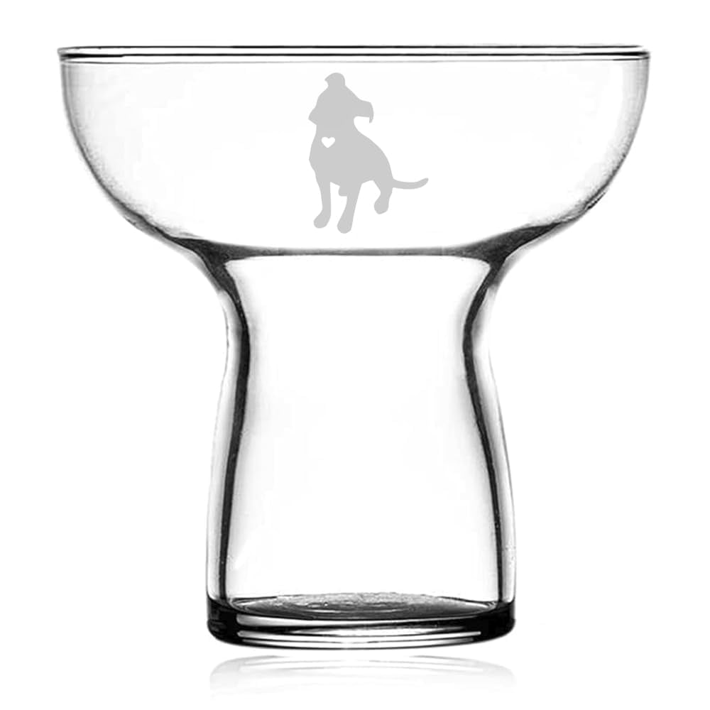 10 oz Stemless Margarita Cocktail Glass Gift Cute Pitbull with Heart ...
