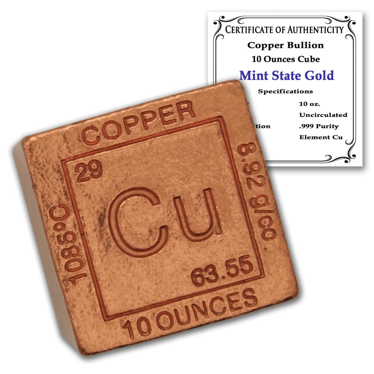 10oz Copper Cube Paperweight - 999 Pure Chemistry Element Design w/COA ...