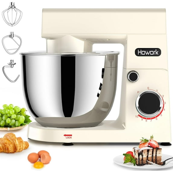 10+p Speeds Stand Mixer With 5.5QT Stainless Steel Bowl Dough Hook Wire ...