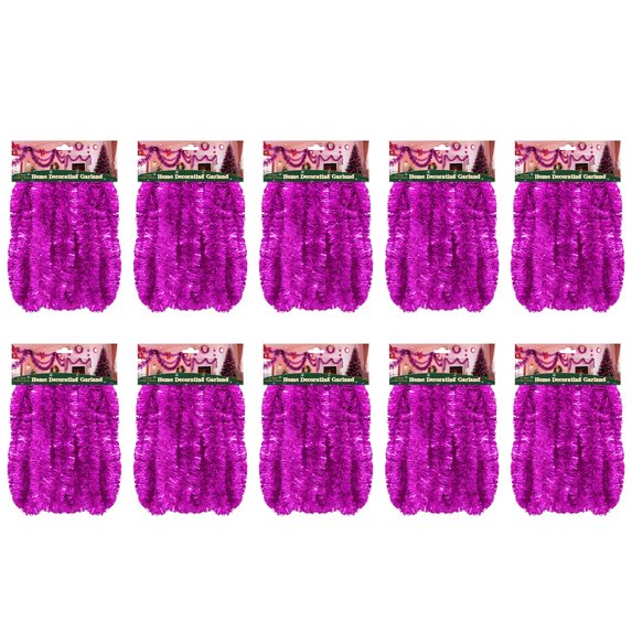10 pack 15ft Pink Festive Garland ,Christmas Tinsel Garland - 2.3in ...