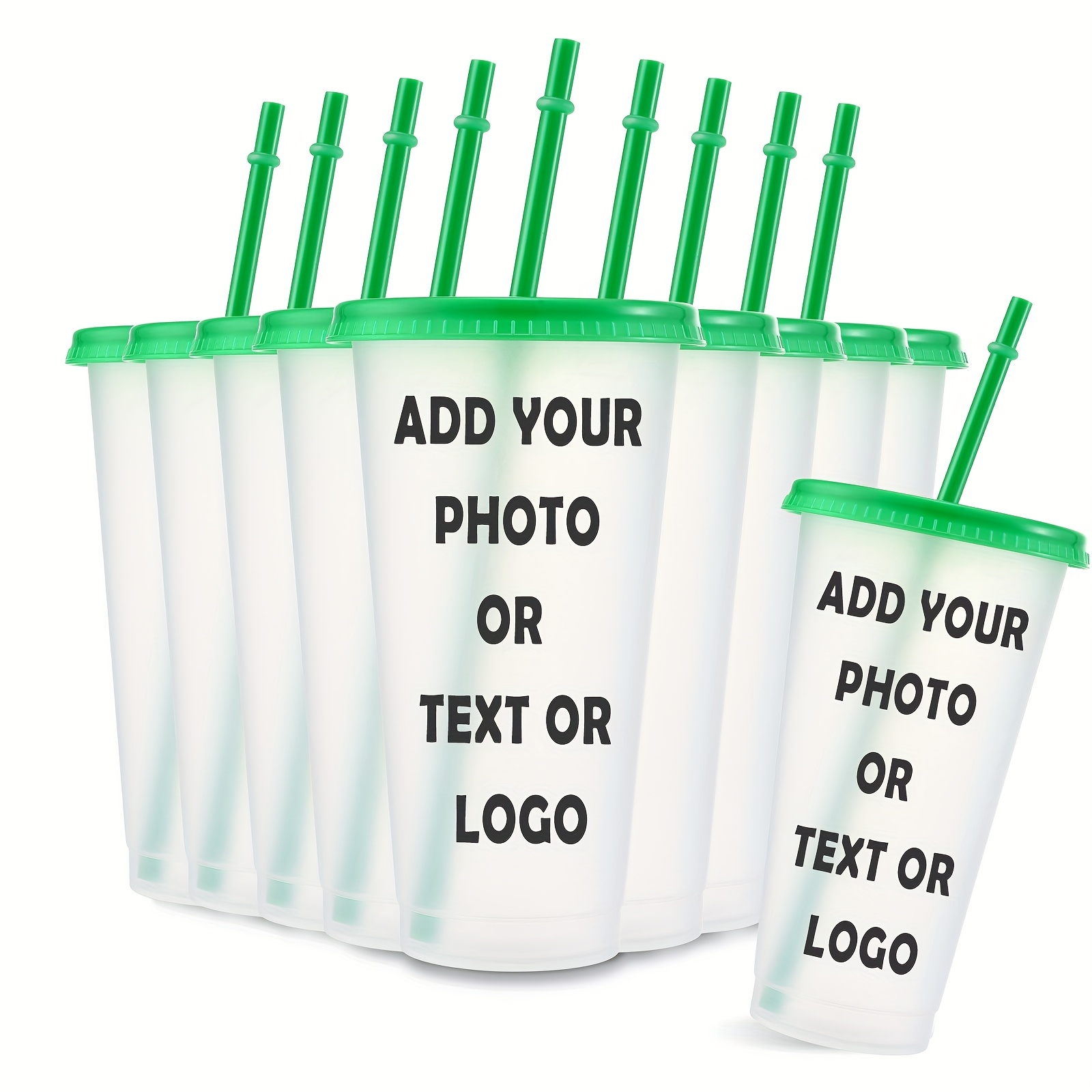 10-pack 24 oz custom BPA-free plastic tumblers with lids & straws—add ...