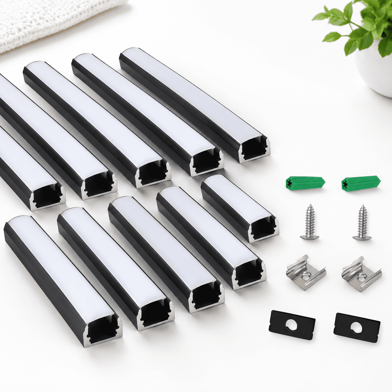 10-pack 3.3ft/1m U-shape Led Aluminum With Milky White Cover Black ...