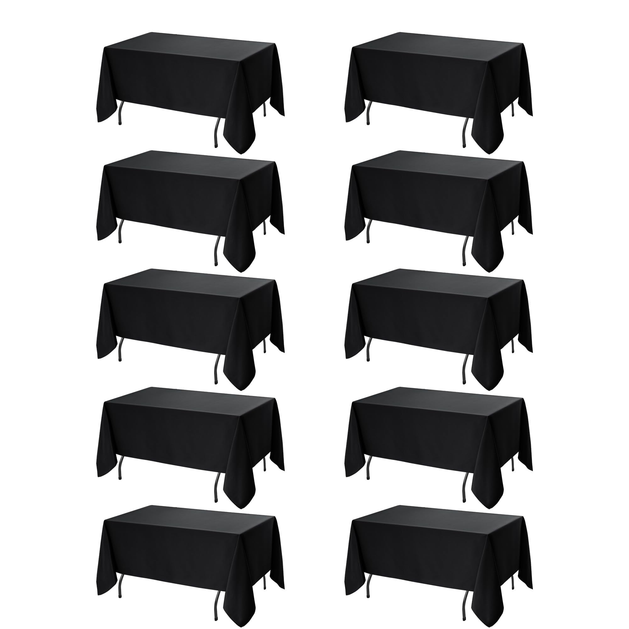 10-pack Black Tablecloths For Rectangle Tables 70 X 120 Inches Stain ...