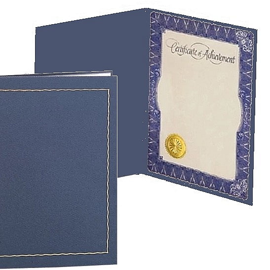 (10 pack) Premium ATLAS Blue Certificate Folder frame w gold foil ...