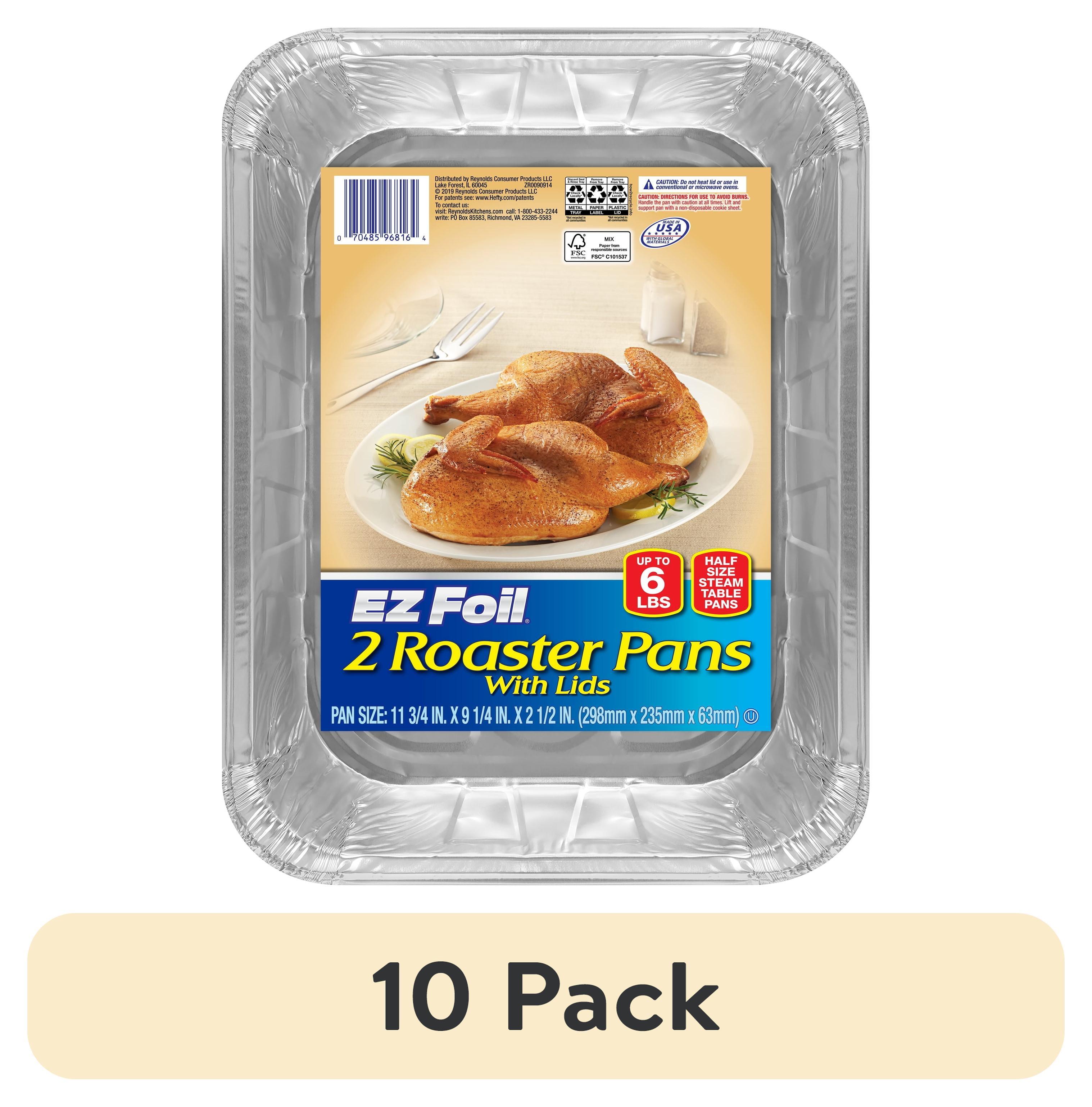 (10 pack) EZ Foil Roaster Pans with Lids, Up to 6 Pound Capacity, 2 ...