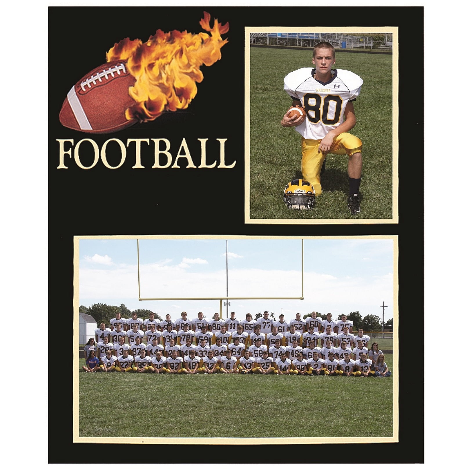 (10 pack) Football Player Team 7x5 3one-half inchx5 MEMORY MATES ...