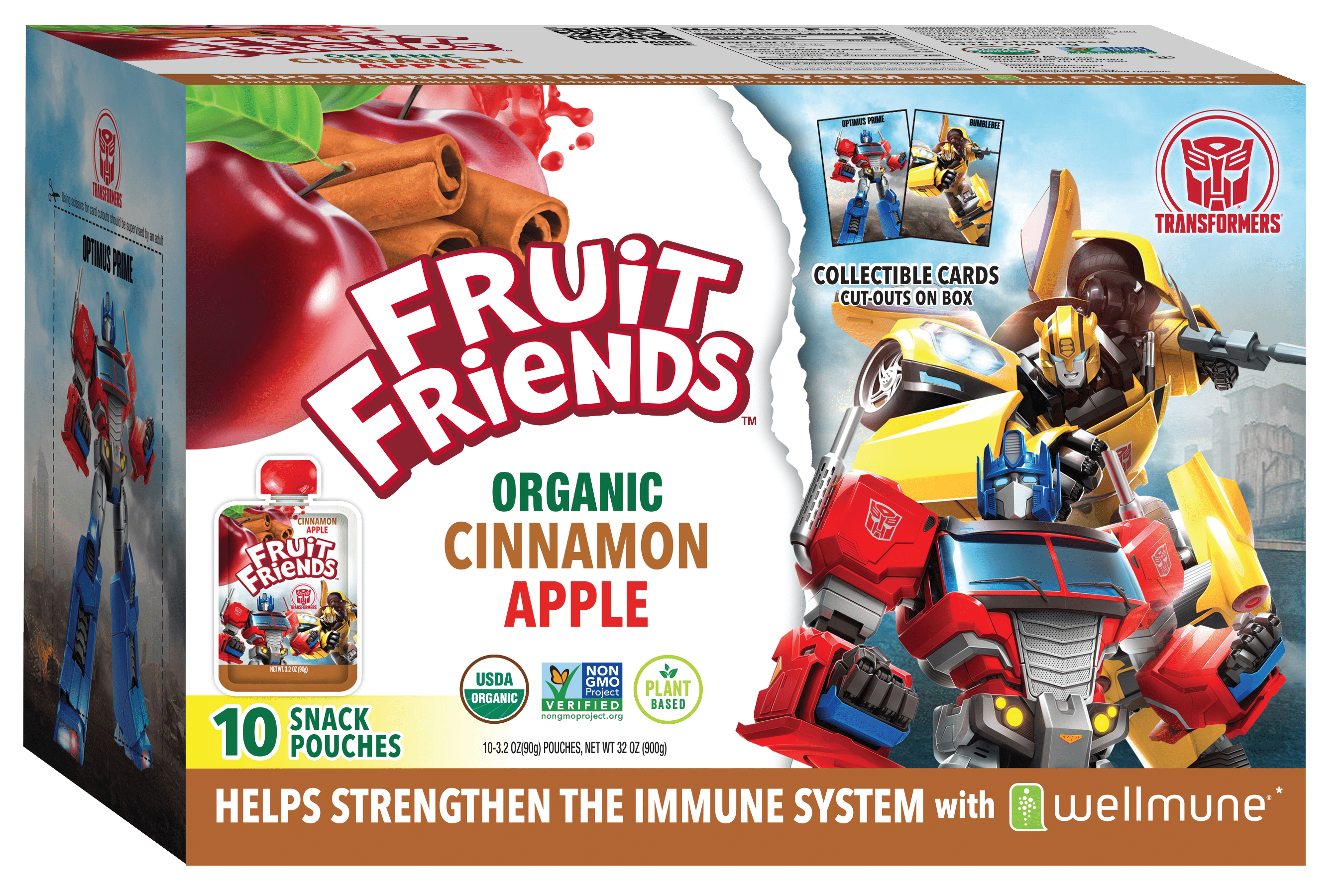 (10-pack) Fruit Friends Transformers Organic Apple Cinnamon Applesauce ...