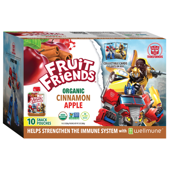 (10-pack) Fruit Friends Transformers Organic Apple Cinnamon Applesauce ...