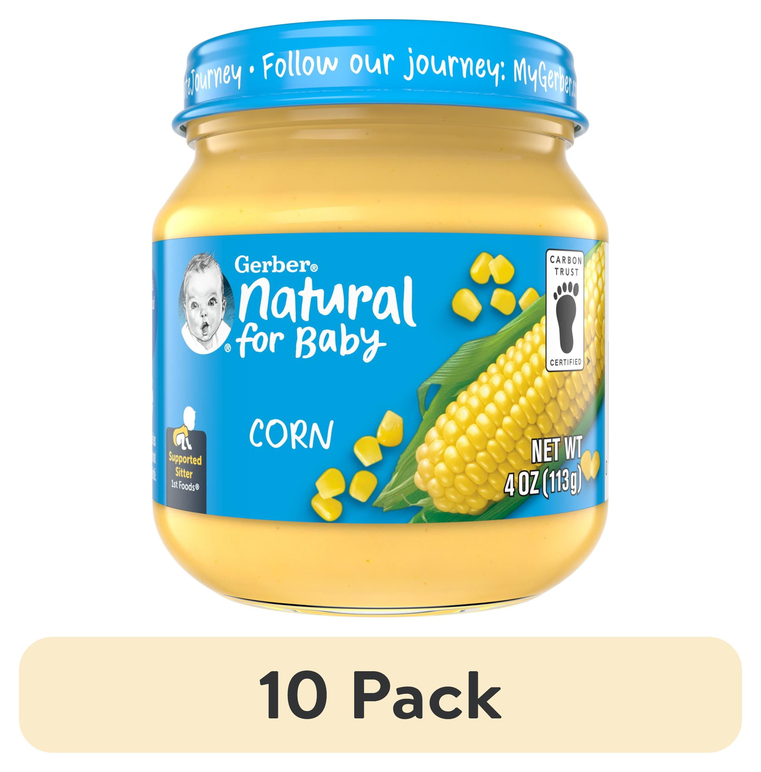 (10 pack) Gerber 1st Foods Natural for Baby Baby Food, Corn, 4 oz Jar ...