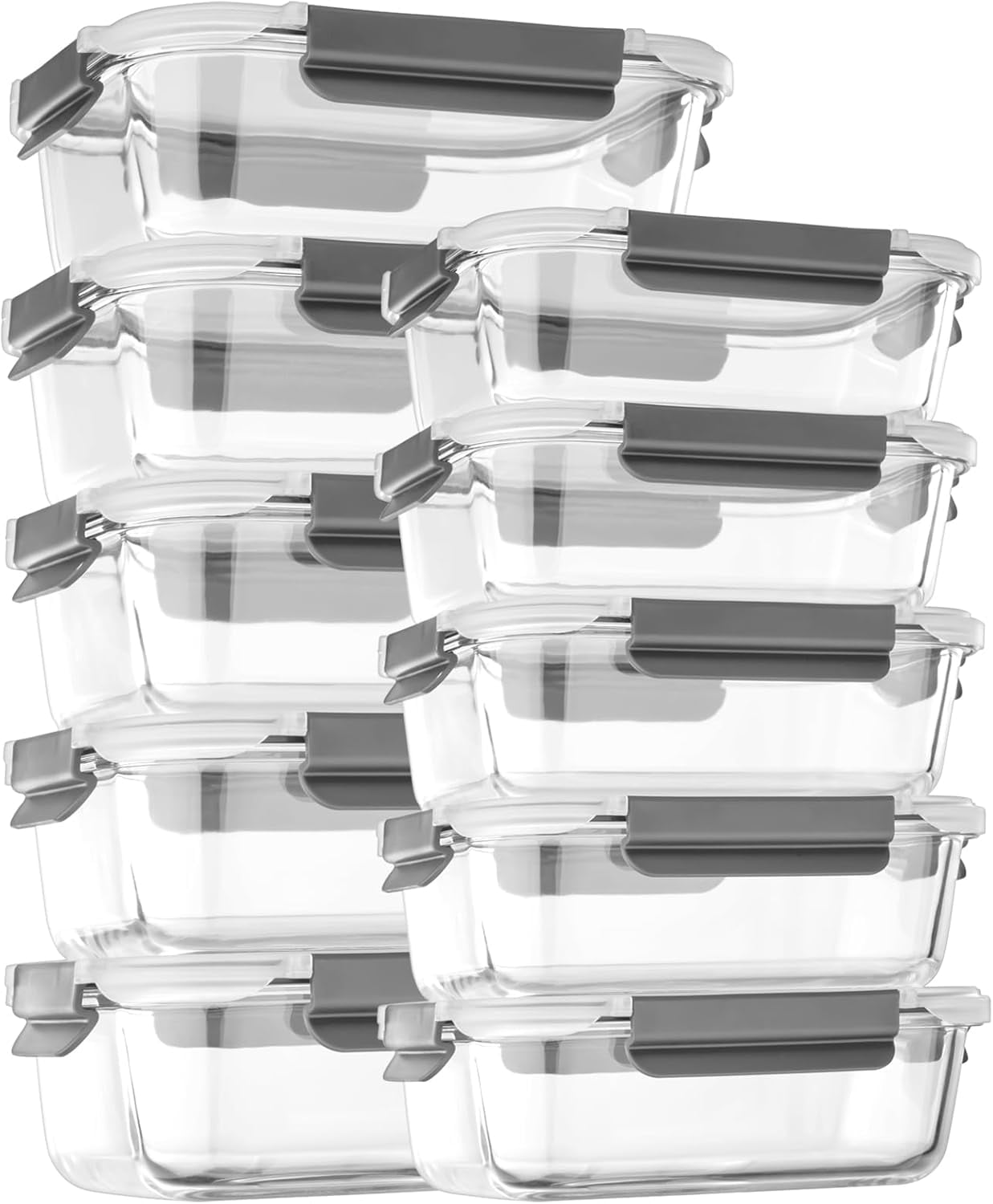 [10 pack Glass Meal Prep Containers with Lids, Glass Food Storage ...