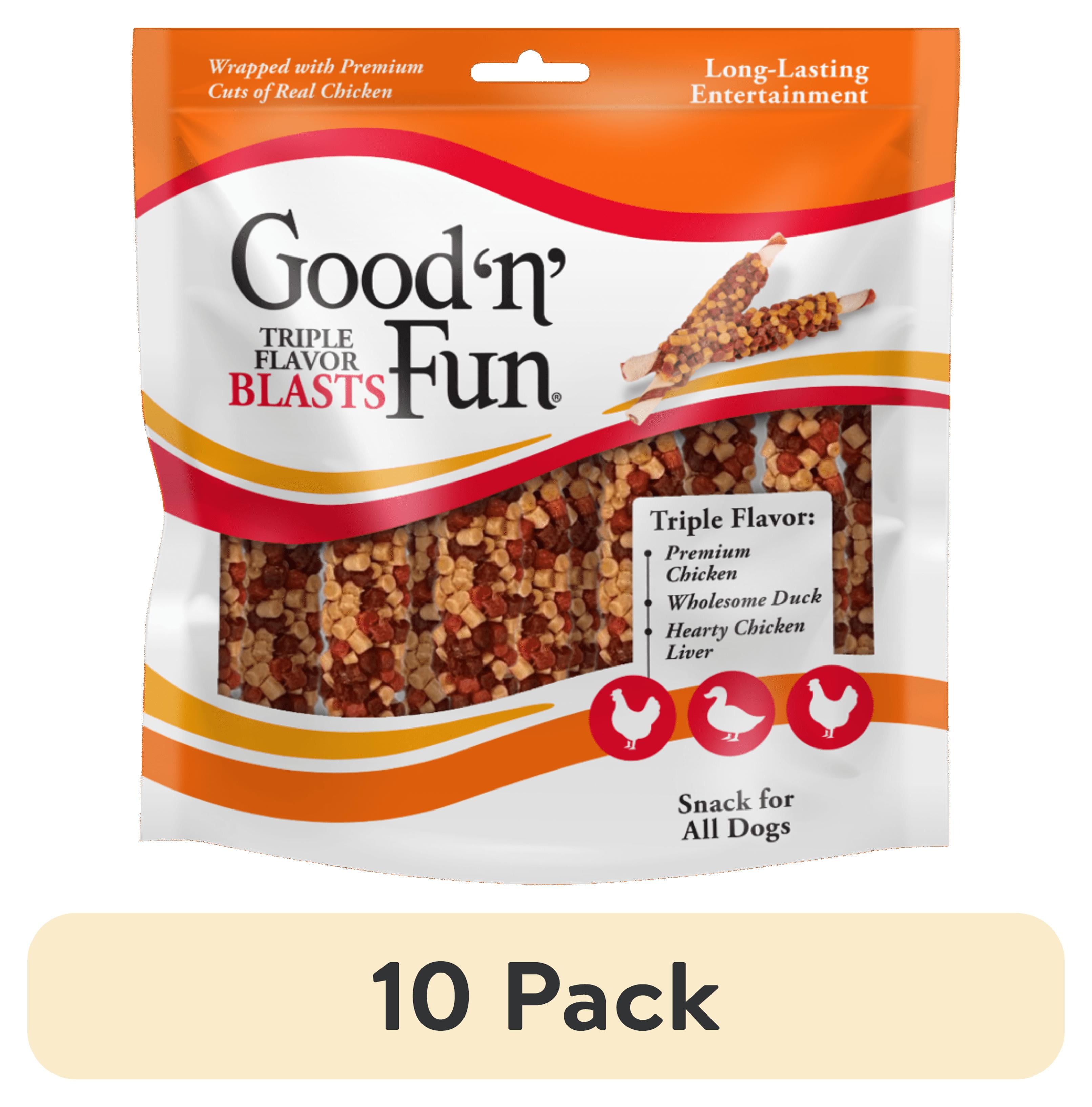 (10 pack) Good 'n' Fun Triple Flavor Blasts, Rawhide Chews for All Dogs ...