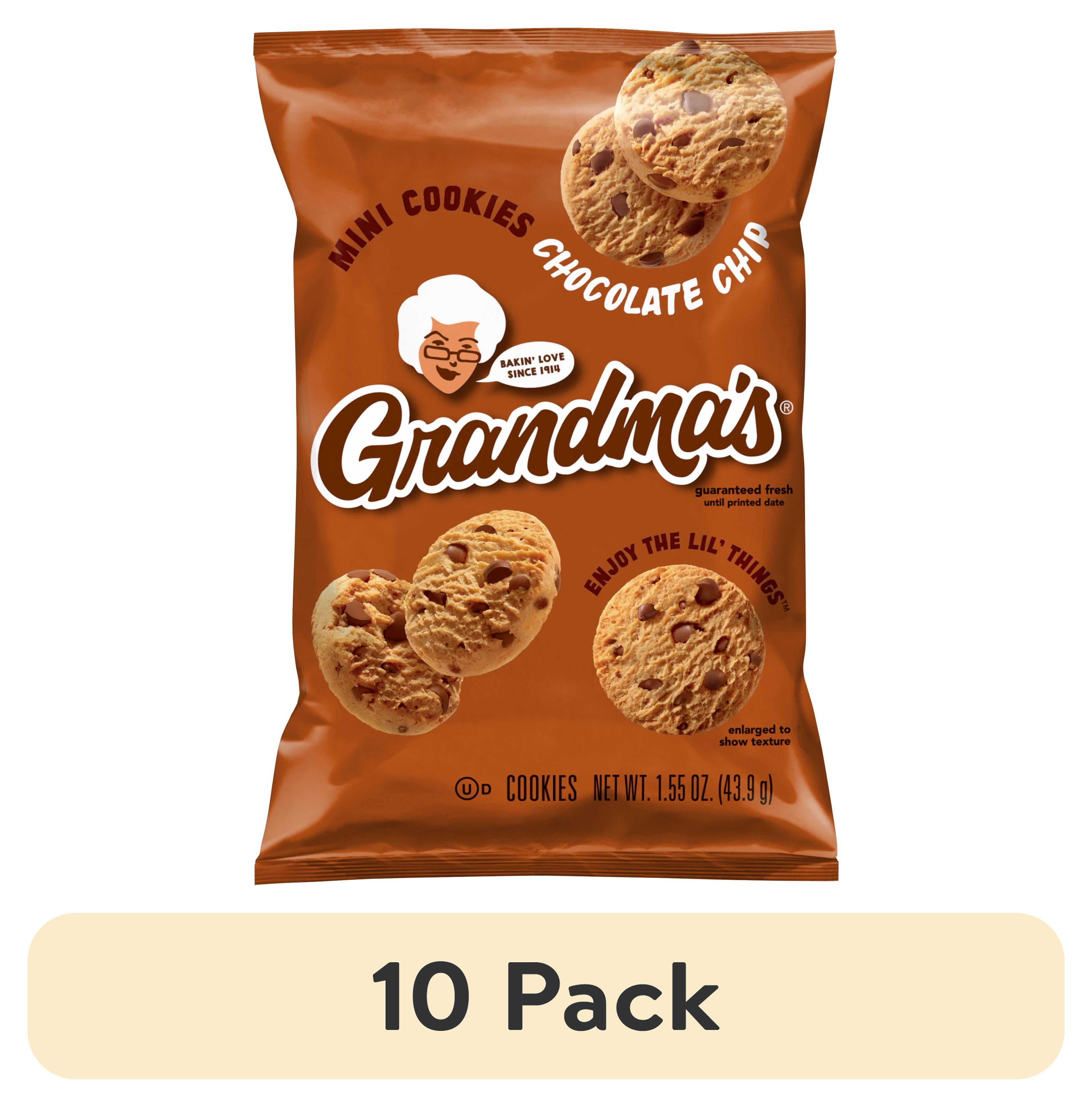 (10 pack) Grandma’s Mini Cookies, Chocolate Chip Cookies, 1.55oz Bag ...