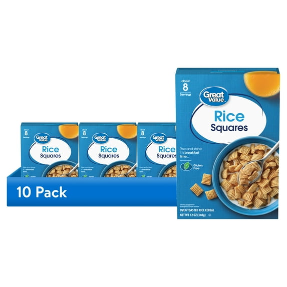 (10 pack) Great Value Rice Squares Breakfast Cereal, 12 oz - Walmart.com